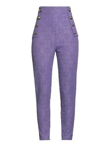 Elisabetta Franchi Pants In Cotton, Viscose And Polyamide Blend - Purple