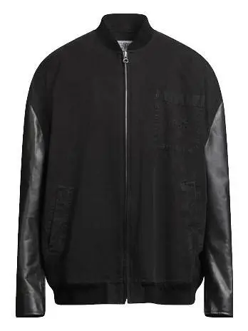 MAISON MARGIELA Cotton And Calfskin Bomber Jacket - Black