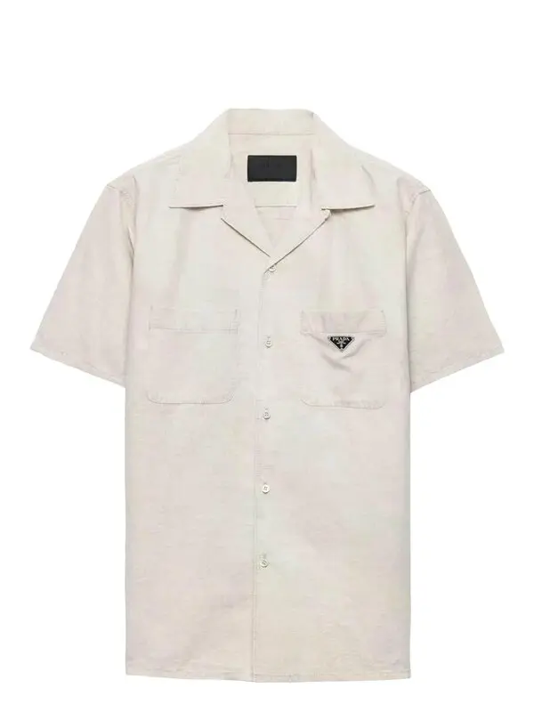 Prada Enamel Triangle-logo Shirt - Neutrals