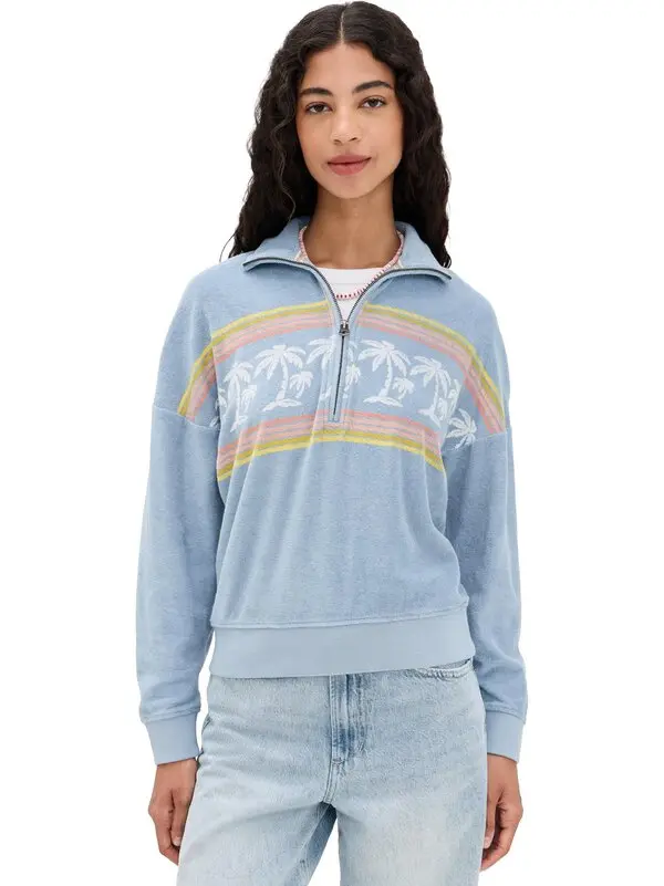 Faherty Brand Cabana Terry Quarter Zip - Palm Rainbow Beach