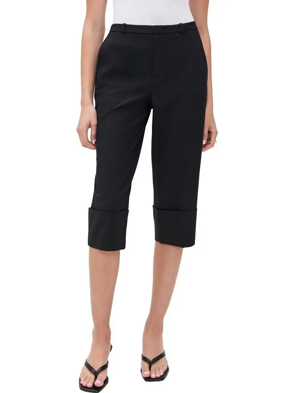 Vince Mid-rise Cuffed Cropped Pants - Black