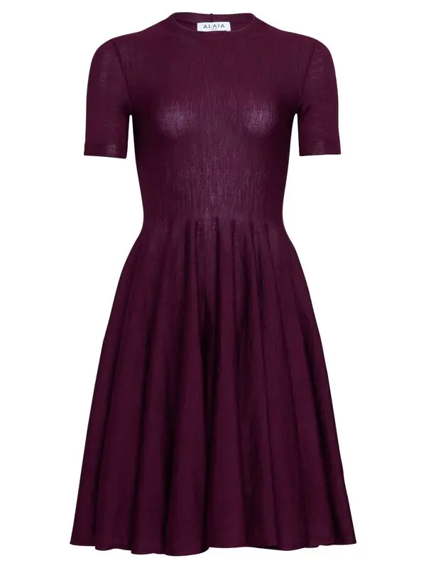 Alaïa Virgin Wool Mini Fit-and-flare Dress - Purple