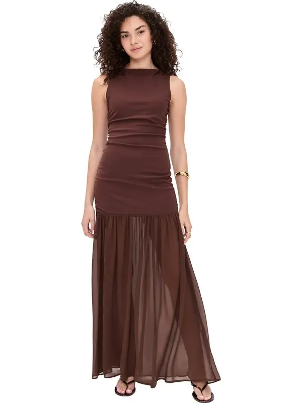 Show Me Your Mumu Aria Maxi Dress - Chocolate Stretch Chiffon