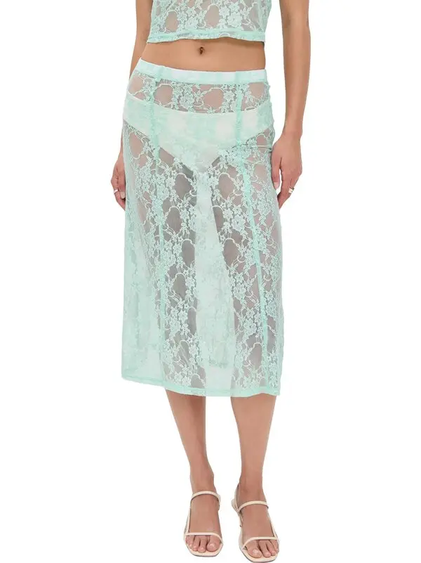 LE BOP Floral Lace Skirt - Mint