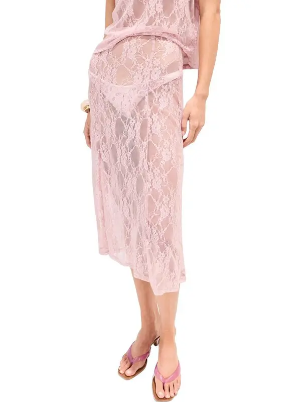 LE BOP Floral Lace Skirt - Pink