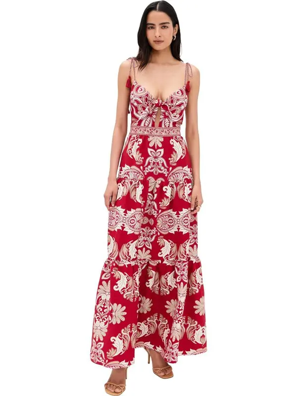 Alice + Olivia Minka Tie-front Maxi Dress - Serenade Dark Cherry