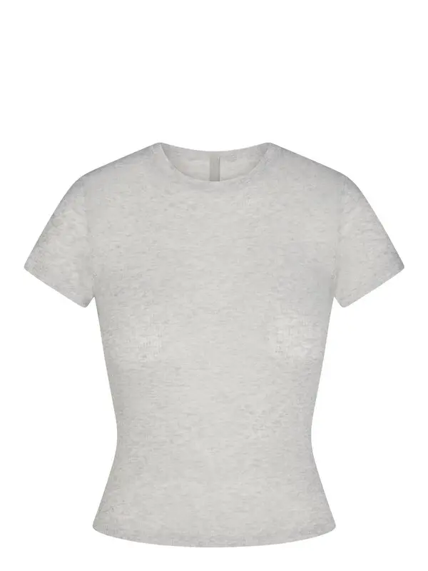 SKIMS Sheer Rib T-shirt - Light Heather Grey