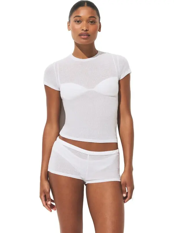 SKIMS Sheer Rib T-shirt - Snow
