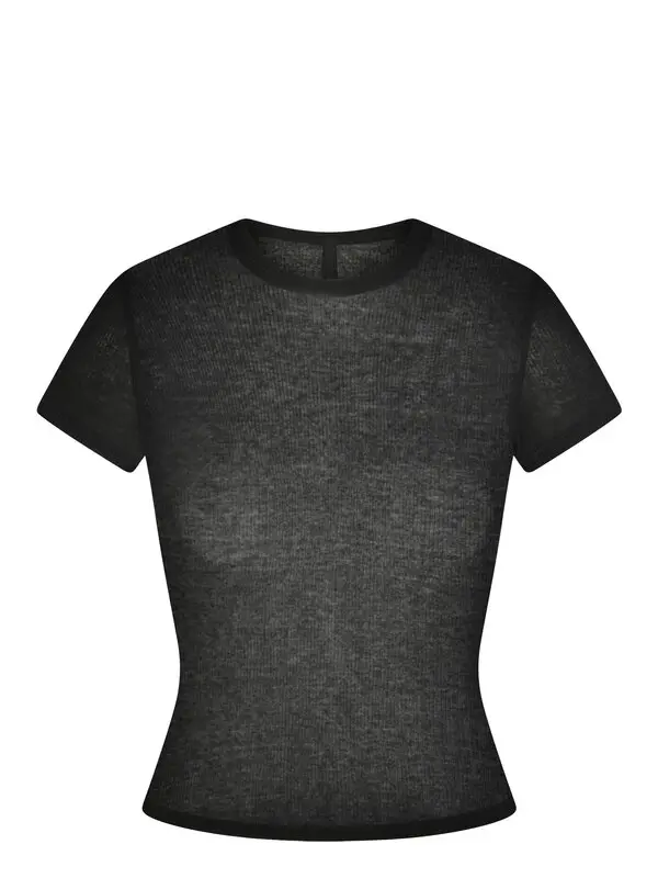 SKIMS Sheer Rib T-shirt - Soot