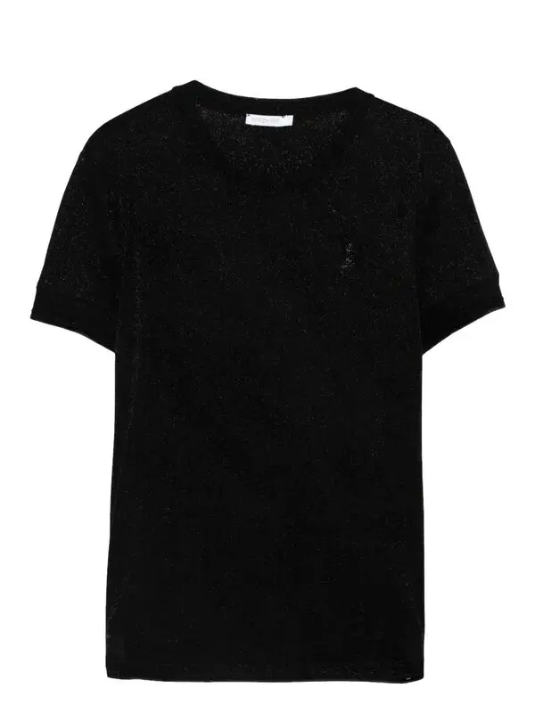 Patrizia Pepe Fine-knit Short-sleeved T-shirt - Black