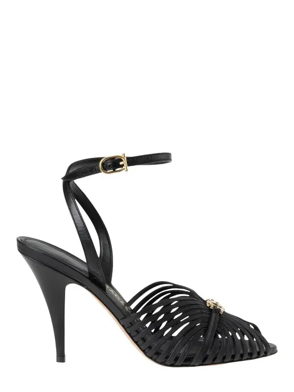 FERRAGAMO Sandal With Gancini Detail - Black