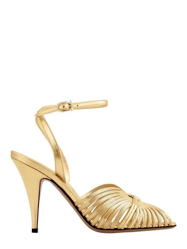 FERRAGAMO Sandal With Gancini Detail - Gold