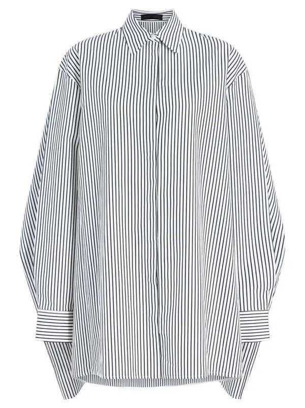 Proenza Schouler Isla Striped Cotton Silk Poplin Shirt Dress - Blue