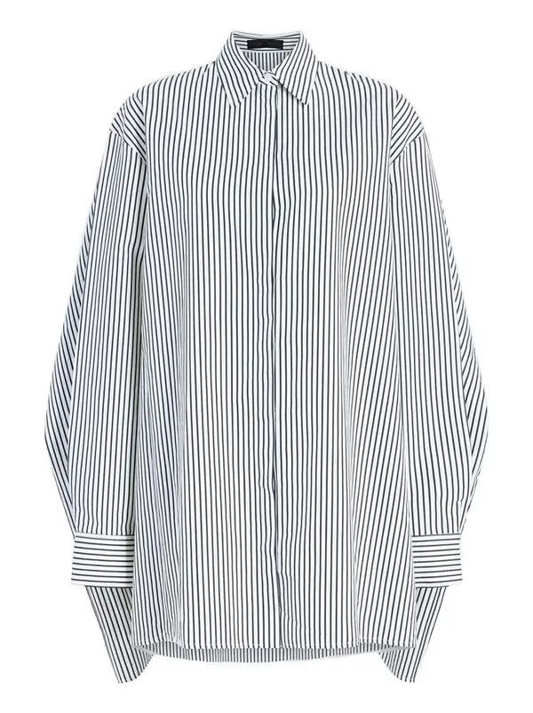 Proenza Schouler Isla Striped Cotton Silk Poplin Shirt Dress - Blue