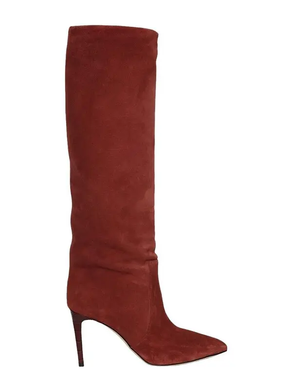 Paris Texas Suede Stiletto Heel Boots - Red