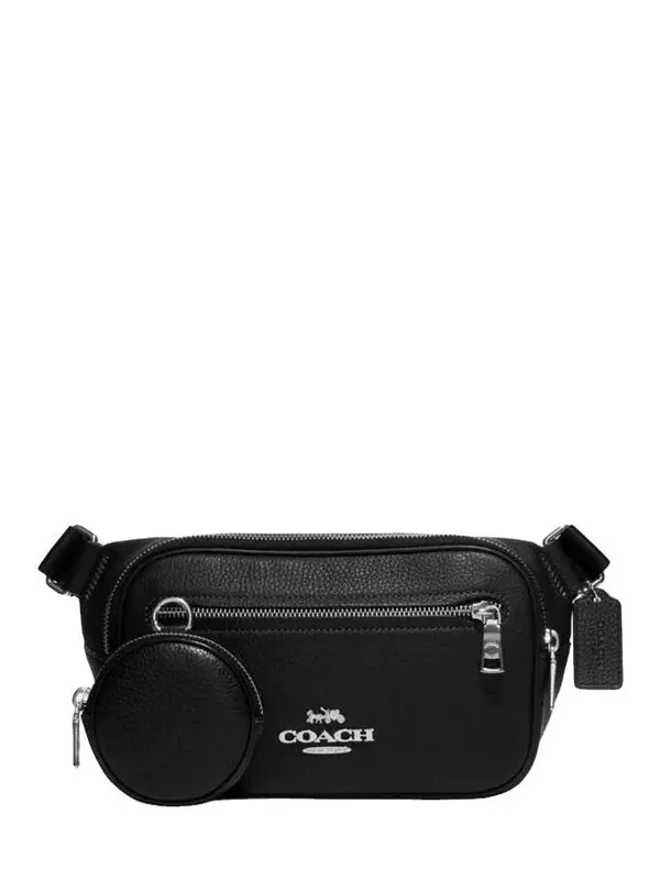 COACH Elias Belt Bag - Pebbled Leather/silver/black