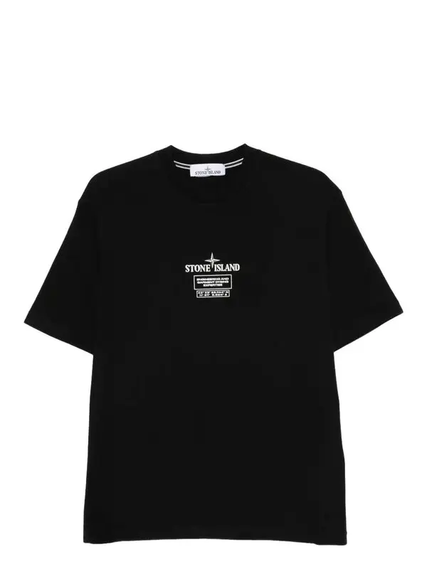 Stone Island Logo-print Cotton T-shirt - Black
