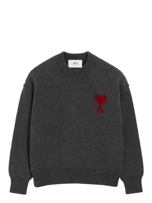 Ami De Coeur Crew-neck Wool Sweater - Grey