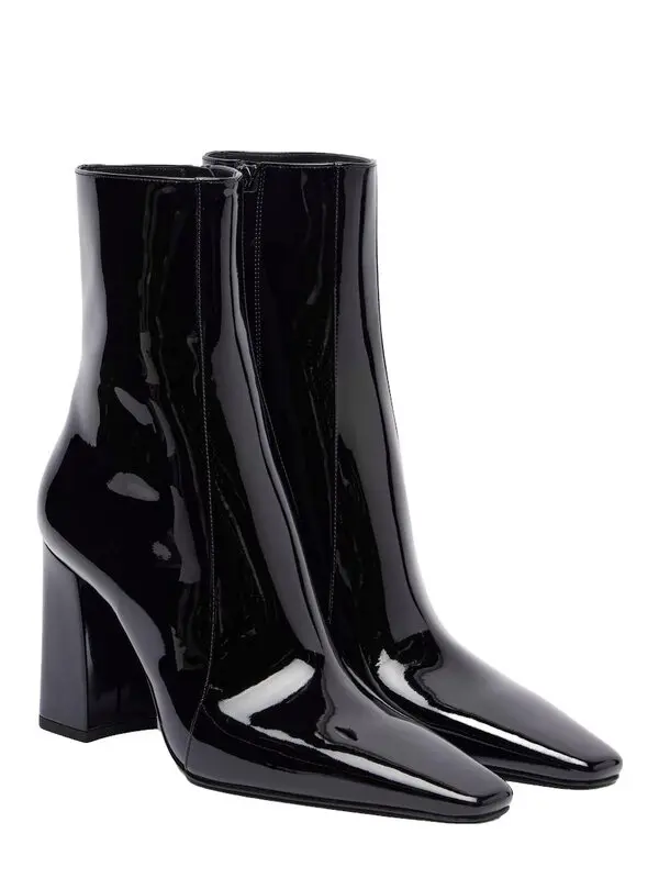 Saint Laurent Rainer 90 Patent Leather Ankle Boots - Black