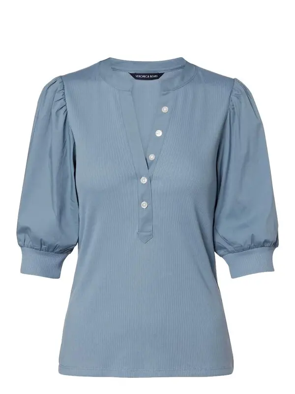 Veronica Beard Coralee Cotton-blend Blouse - Blue