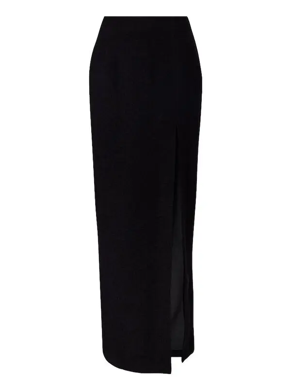 Alessandra Rich Wool-blend Twill Bouclé Maxi Skirt - Black