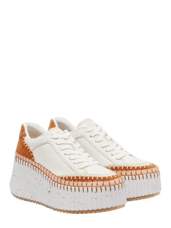 Chloé Leather Platform Sneakers - White