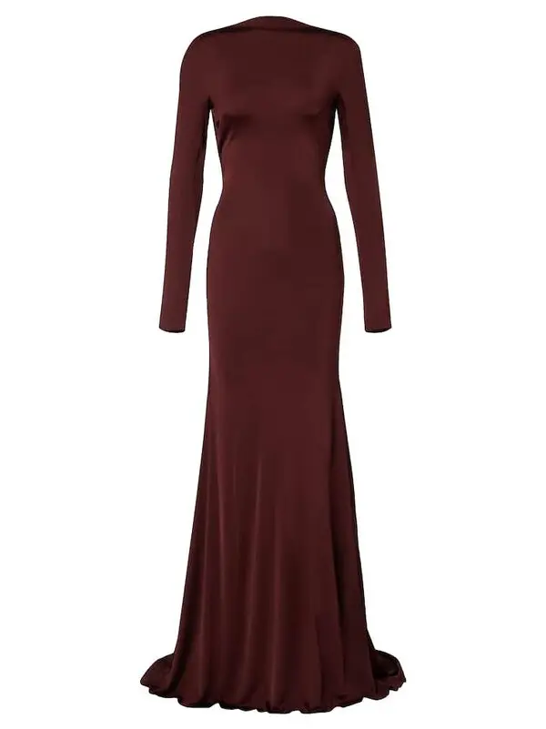 David Koma Gathered Jersey Gown - Burgundy