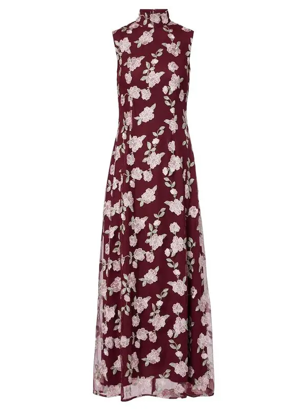 Remain Birger Christensen Floral Maxi Dress - Burgundy