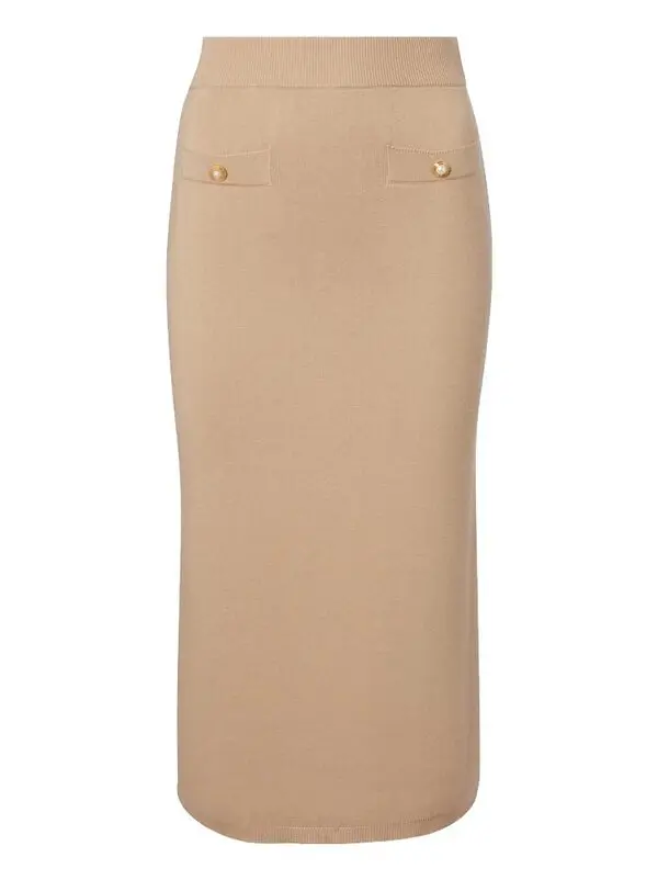 Alessandra Rich Cotton And Cashmere Pencil Skirt - Beige