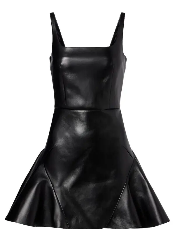 Givenchy Ruffled Leather Minidress - Black