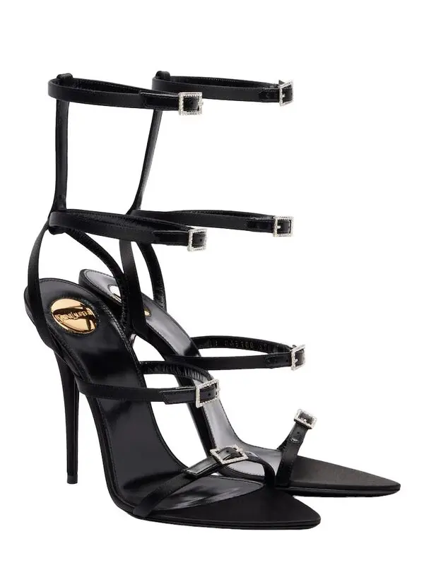 Saint Laurent Nuit 110 Crêpe Satin Sandals - Black