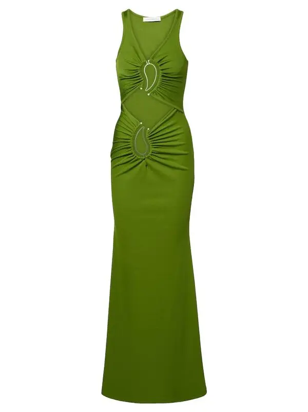 Christopher Esber Paisley Gathered Maxi Dress - Green