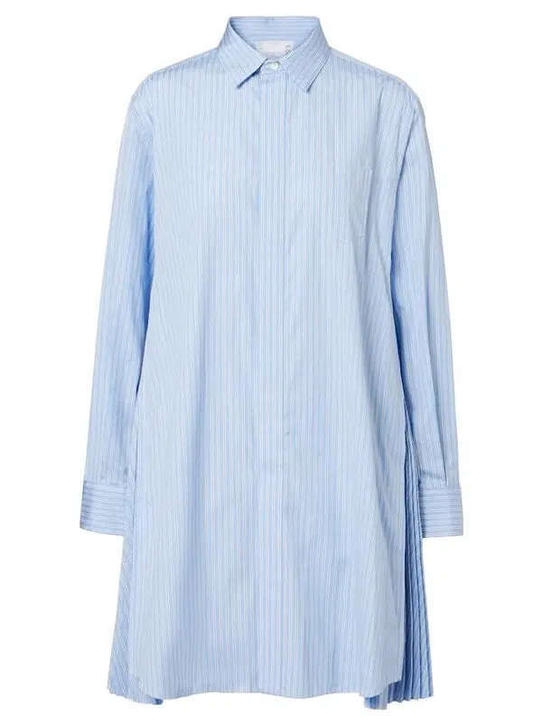 Sacai Striped Cotton Poplin Shirt Dress - Blue