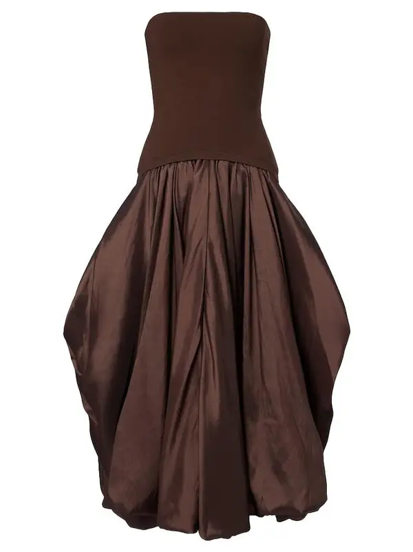 Simkhai Izzy Taffeta Midi Dress - Brown
