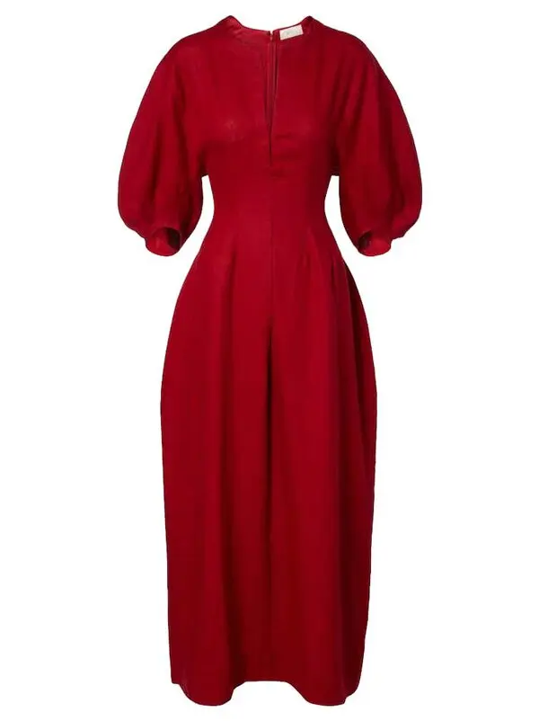 Faithfull The Brand Soleil Linen Maxi Dress - Red
