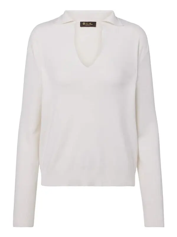 Loro Piana Silk And Cotton Polo Sweater - White