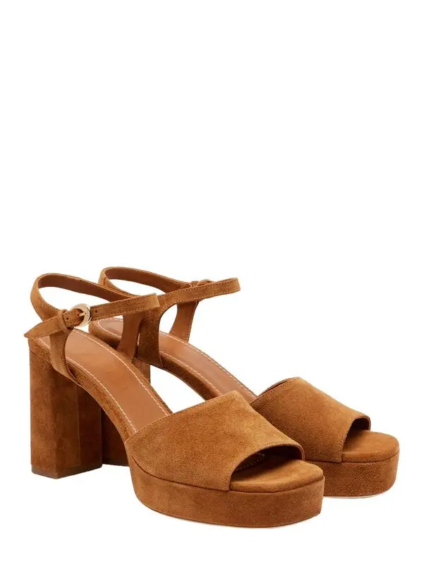 Staud Jodie 105 Suede Platform Sandals - Brown