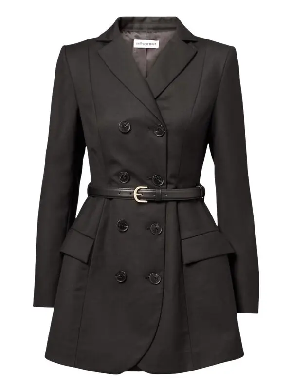 SELF-PORTRAIT Belted Blazer Dress - Black
