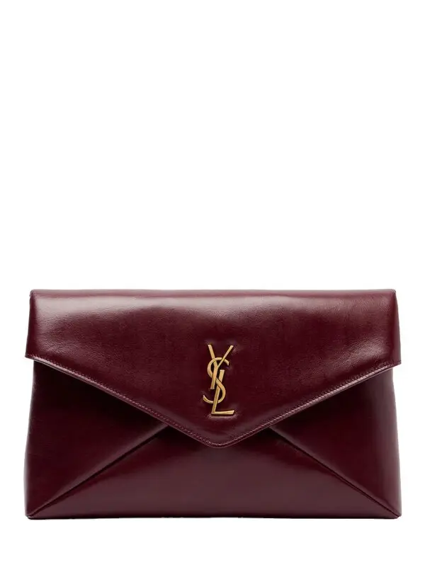 Saint Laurent Cassandre Leather Pouch - Burgundy