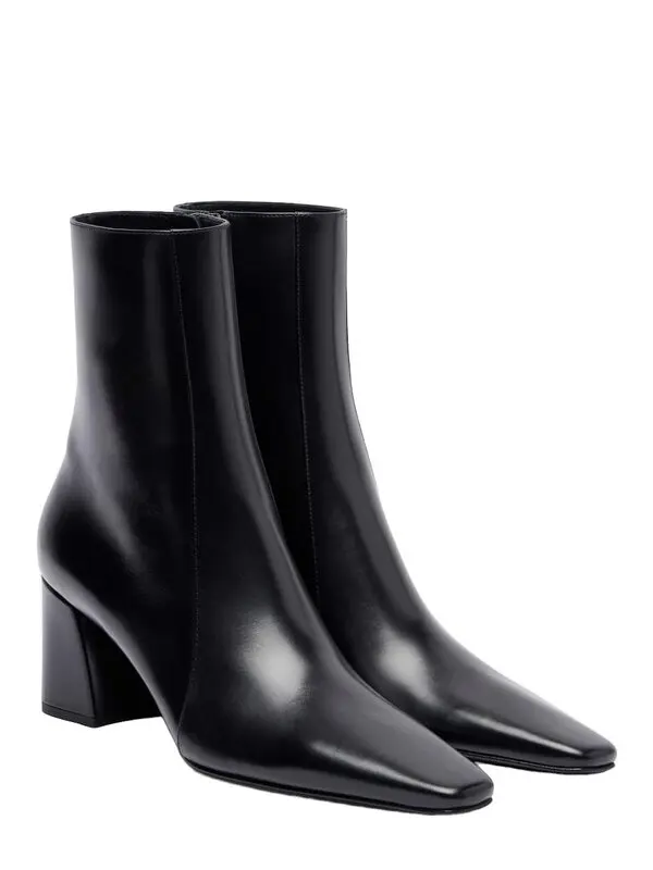 Saint Laurent Rainer Leather Ankle Boots - Black