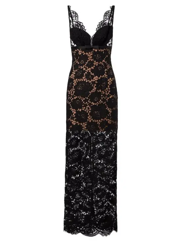 SELF-PORTRAIT Floral Lace Maxi Dress - Black