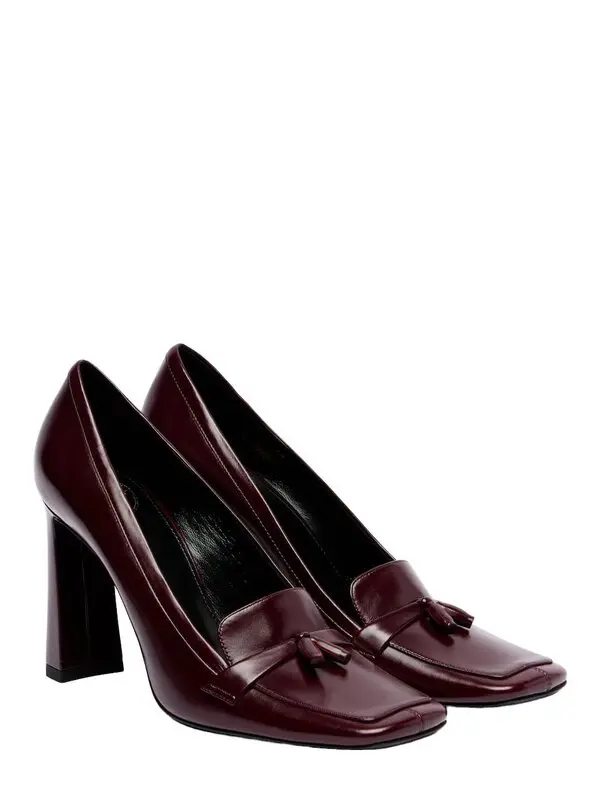 Saint Laurent Chloé 90 Leather Loafer Pumps - Burgundy