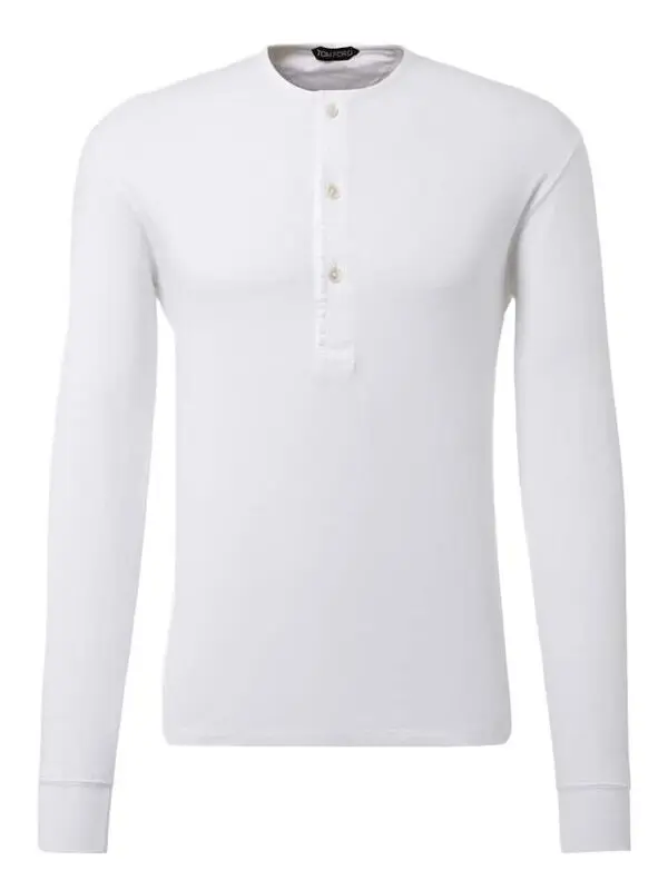 TOM FORD Cotton-blend Henley Shirt - White