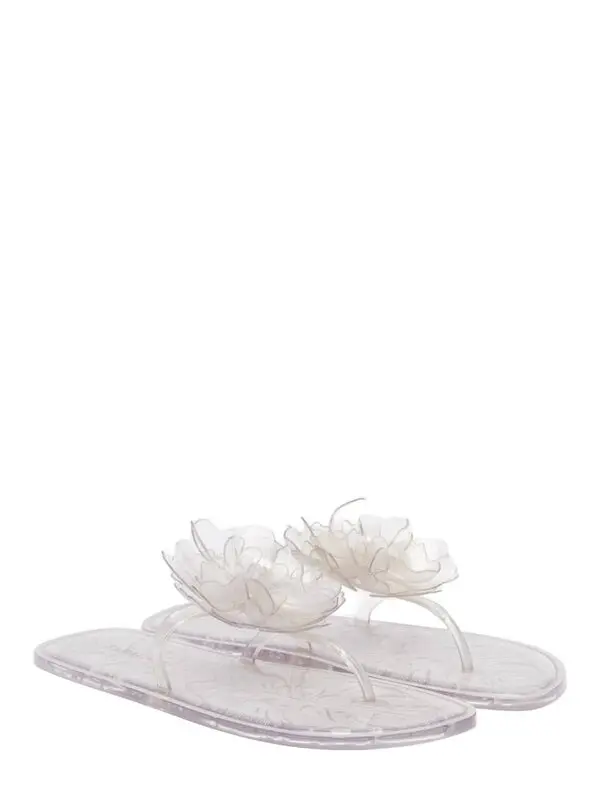 Farm Rio Floral-appliqué Thong Sandals - Transparent