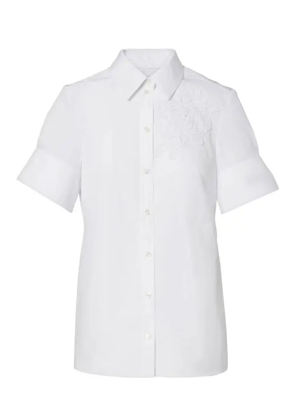 Erdem Embroidered Cotton Poplin Shirt - White