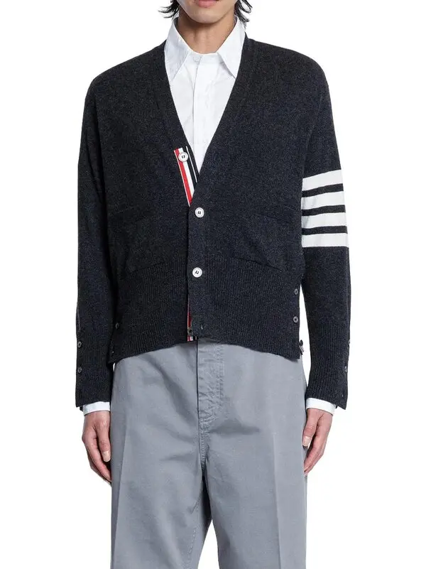 Thom Browne Classic Short V-neck Cardigan - Grey