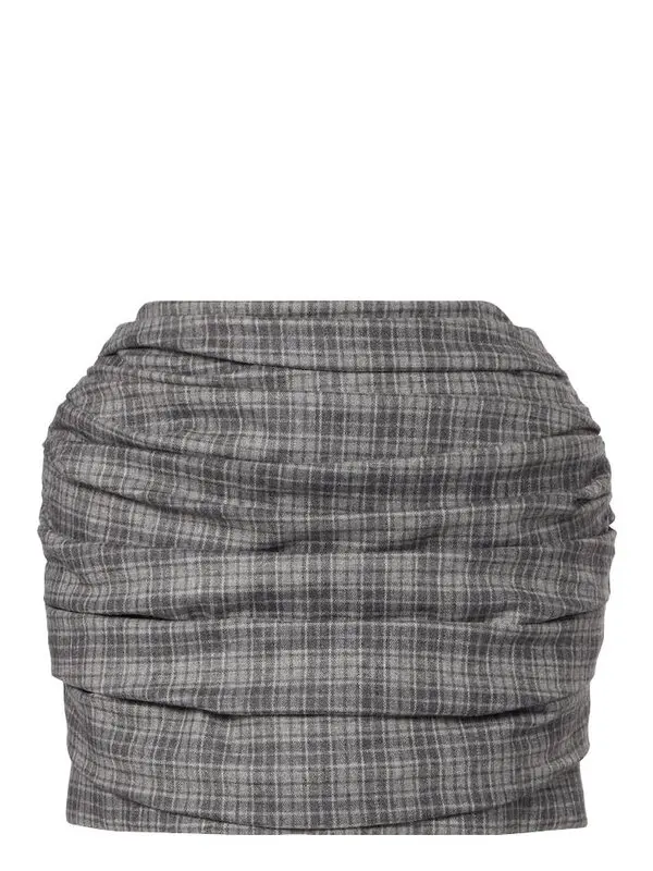 Magda Butrym Checked Wool And Cashmere Miniskirt - Grey