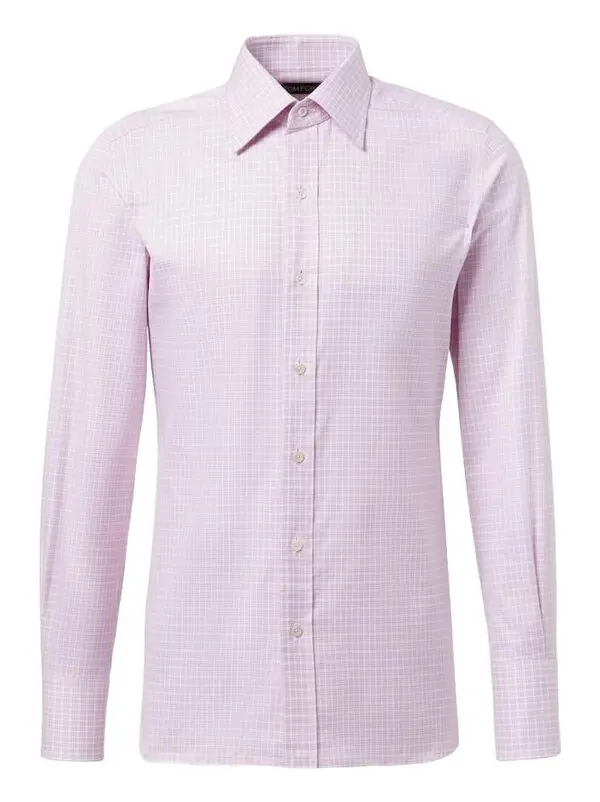 TOM FORD Checked Cotton Poplin Shirt - Pink