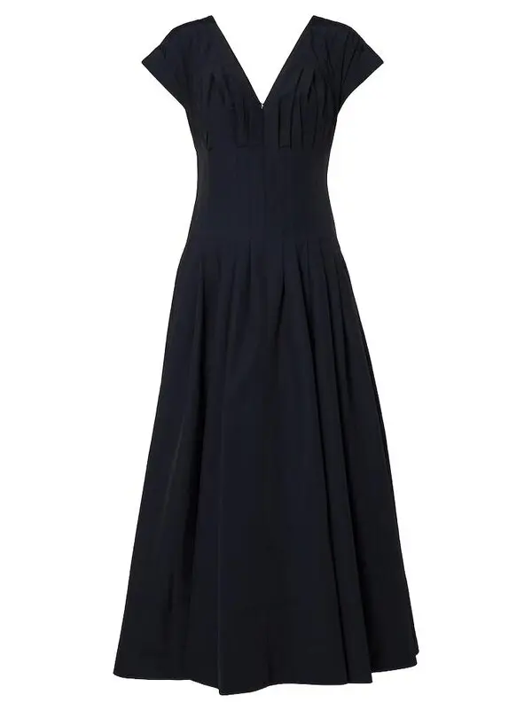 Simkhai Nina Pleated Cotton-blend Midi Dress - Blue