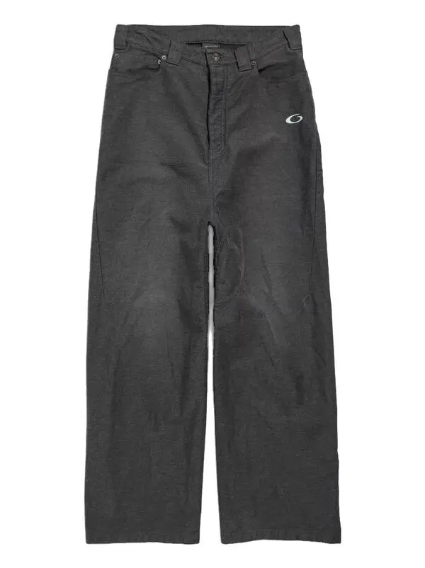 Balenciaga Trompe L'oeil Cotton Denim Trousers - Antracite Grey